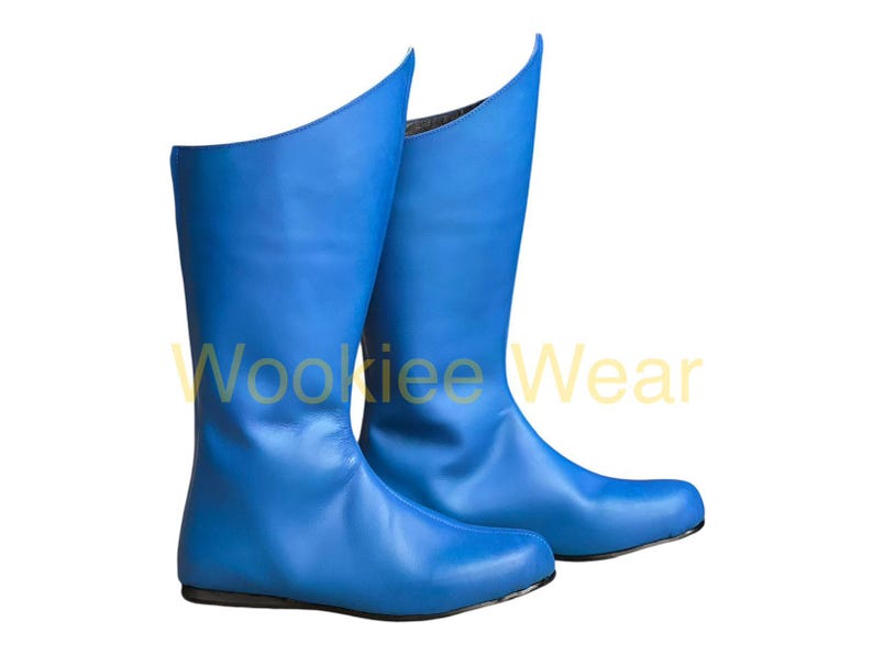 Blue Leather Superhero Cosplay Boots: Comic Style, Custom Fit - Etsy