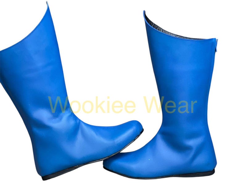 Blue Leather Superhero Cosplay Boots: Comic Style, Custom Fit - Etsy