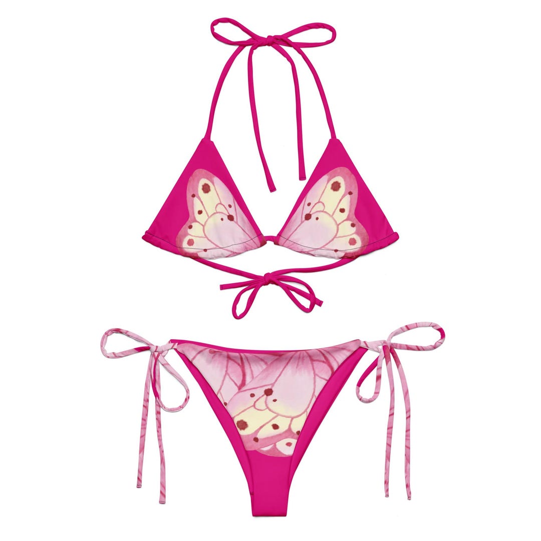 Pink Lemonade Flutter String Bikini Set – Butterfly Wing Cups in Pink ...