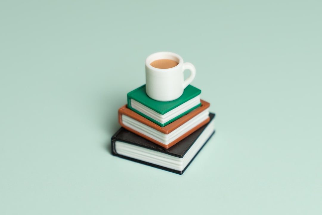 Stack of Books With Mug Fidget Clicker With Wrist Strap or Keychain - Etsy