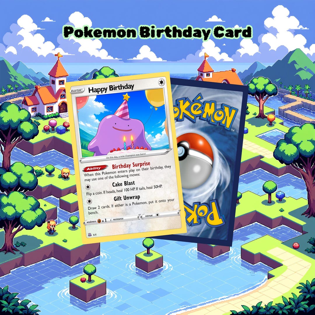 Personalised Happy Birthday Card - Custom Birthday Gift - Pokemon ...
