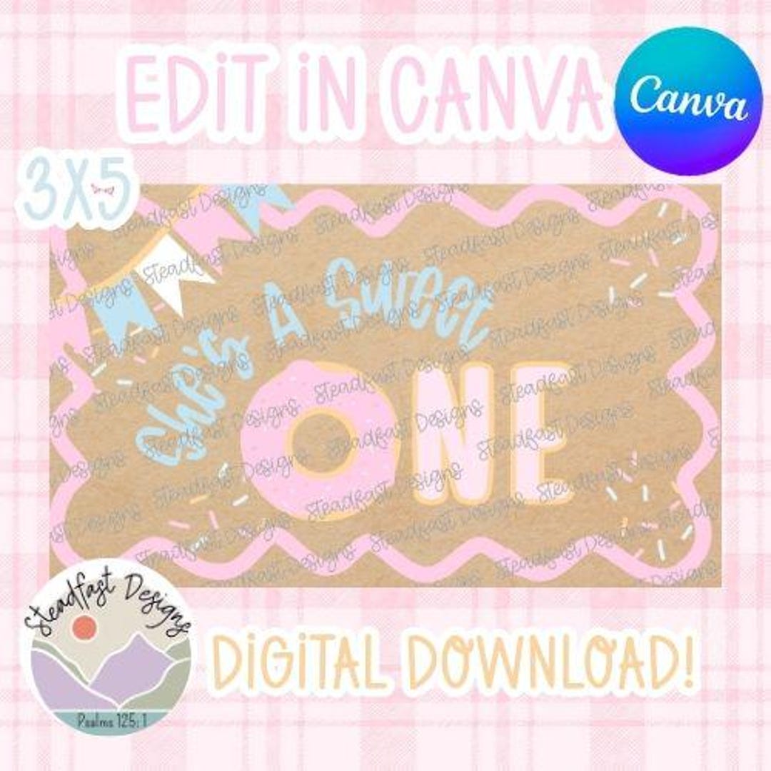 She's A Sweet ONE 1st Birthday Banner Template | Donut Birthday ...