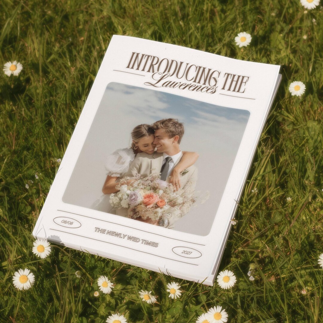 Wedding Newspaper Template Program, Editable Canva Wedding Day Custom ...