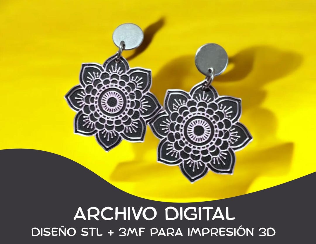 STL + 3MF File – Detailed Mandala Earrings | Digital Design for 3D ...