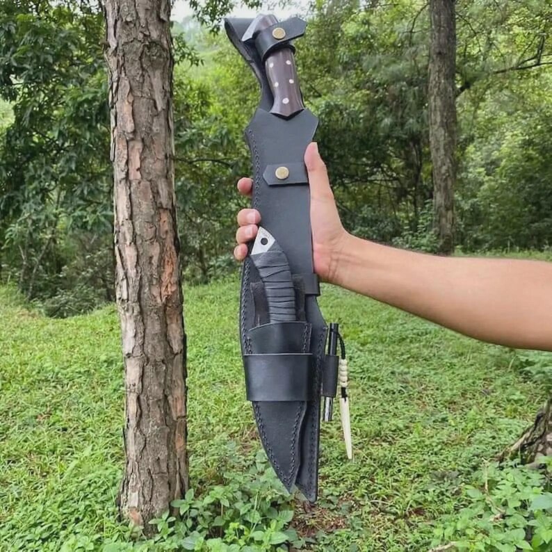 Hand-forged Carbon Steel Machete – 20" Outdoor Bushcraft Tool With ...