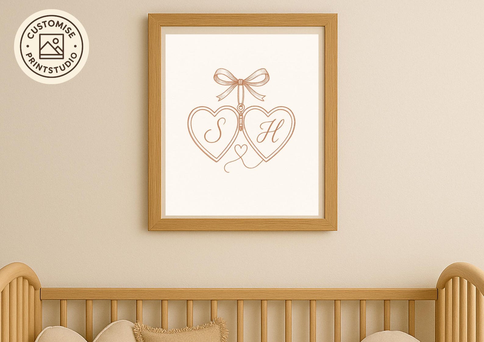 Custom Initial Heart Locket Wall Art, Digital Download for Couples ...