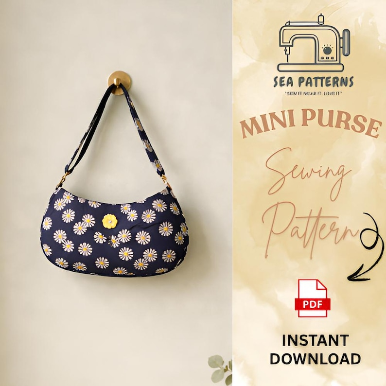 Mini Shoulder Bag Sewing Pattern PDF – Floral Daisy Purse Pattern ...