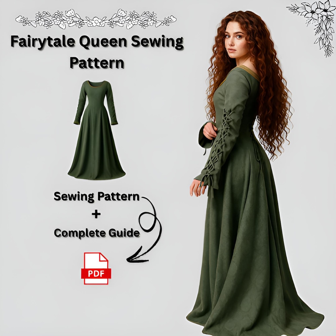 Renaissance Dress Sewing Pattern PDF: Fairytale Queen Costume (bonus ...