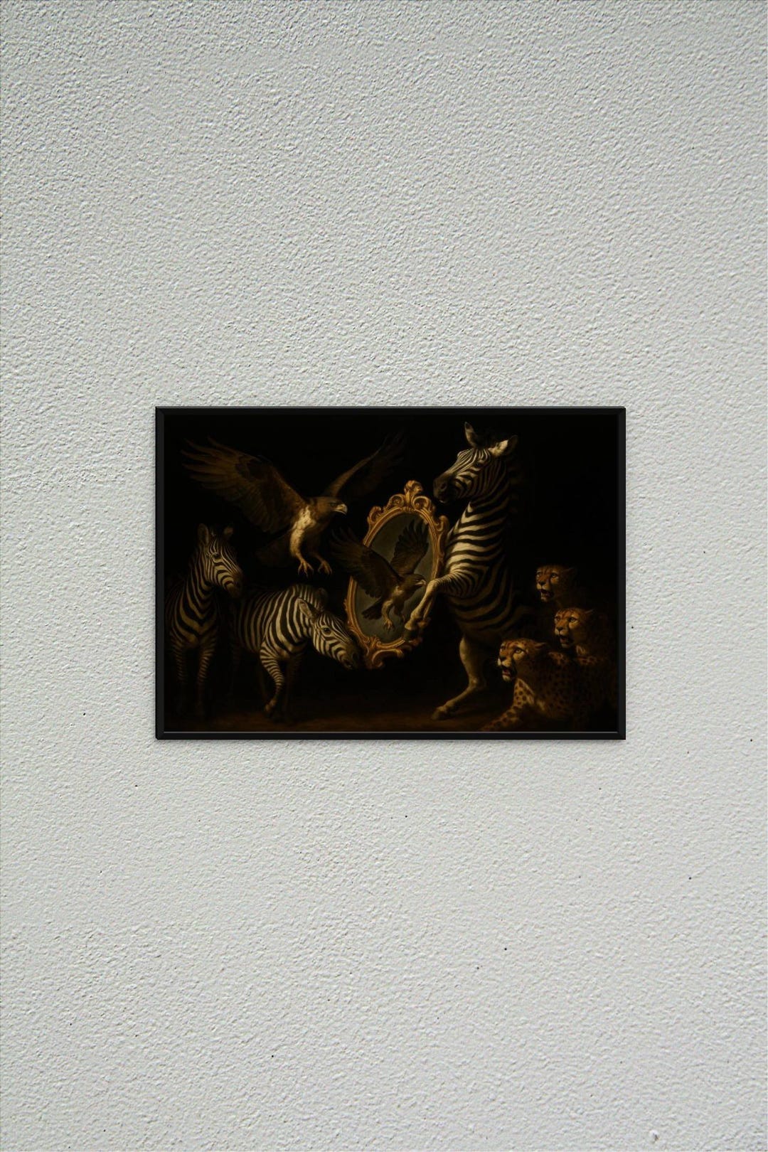 Zebra Mirror Illusion Art Print | Surreal Wildlife Scene With Cheetahs ...