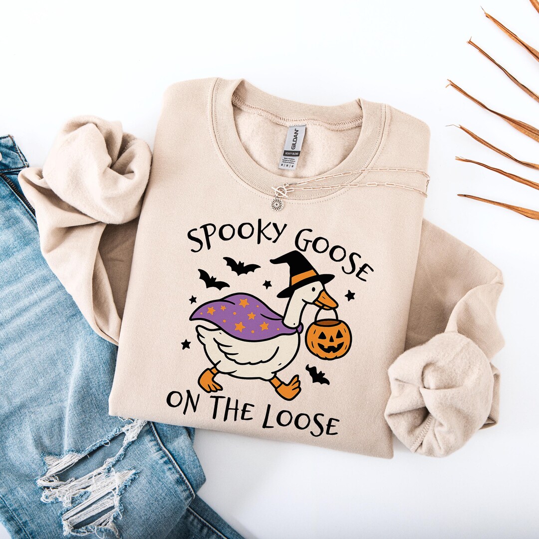 Spooky Goose on the Loose Shirt, Funny Goose Halloween Hoodie, Witchy ...