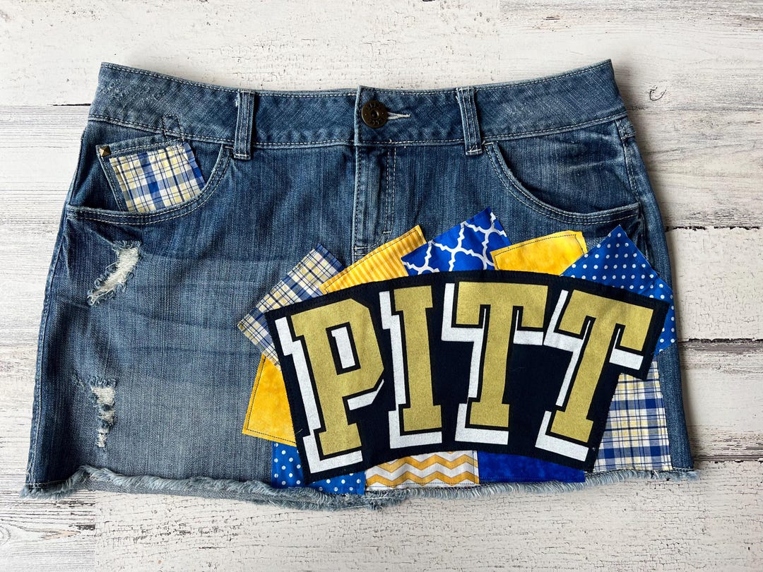 University of Pittsburgh Pitt Panthers Patch Denim Skirt Ladies Size 12 ...