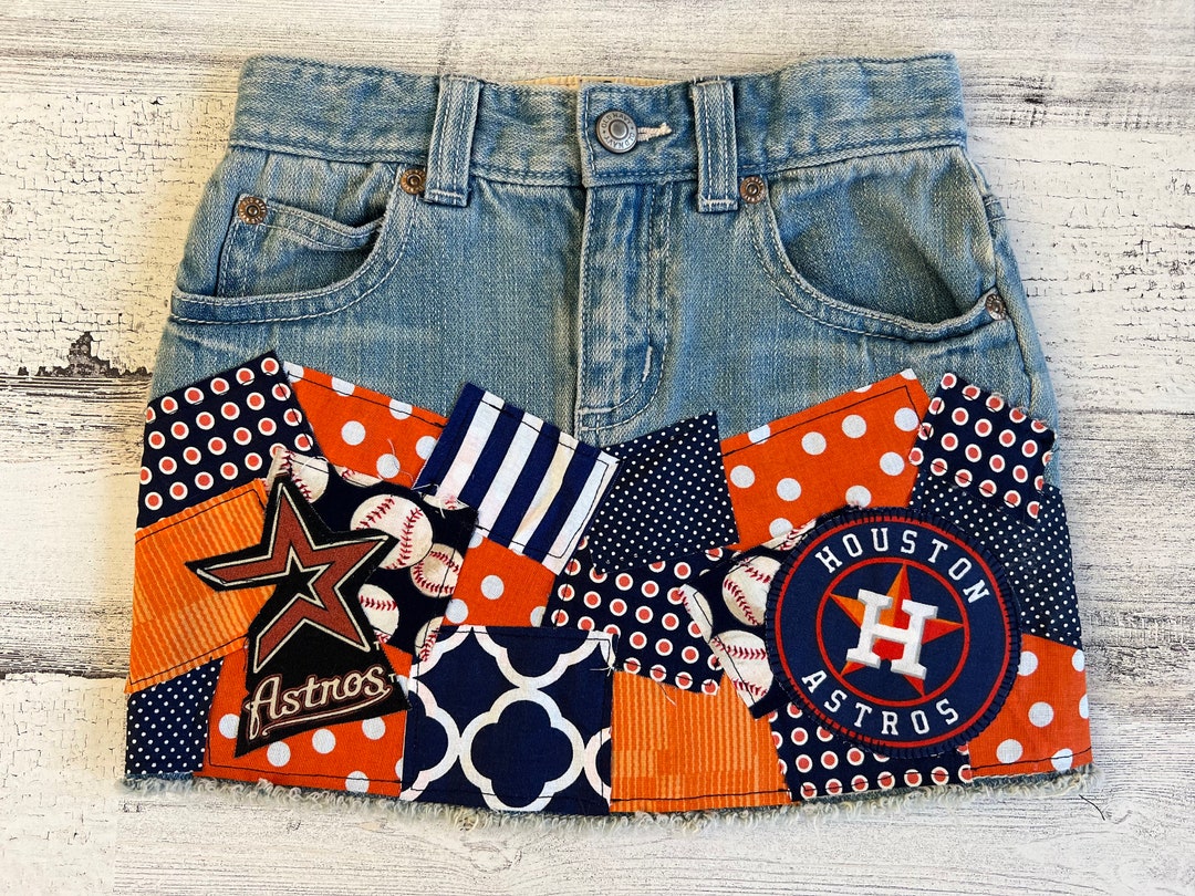 Houston Astros Baseball Girls Sizes 5 5T Patch Denim Game Day Skirt ...