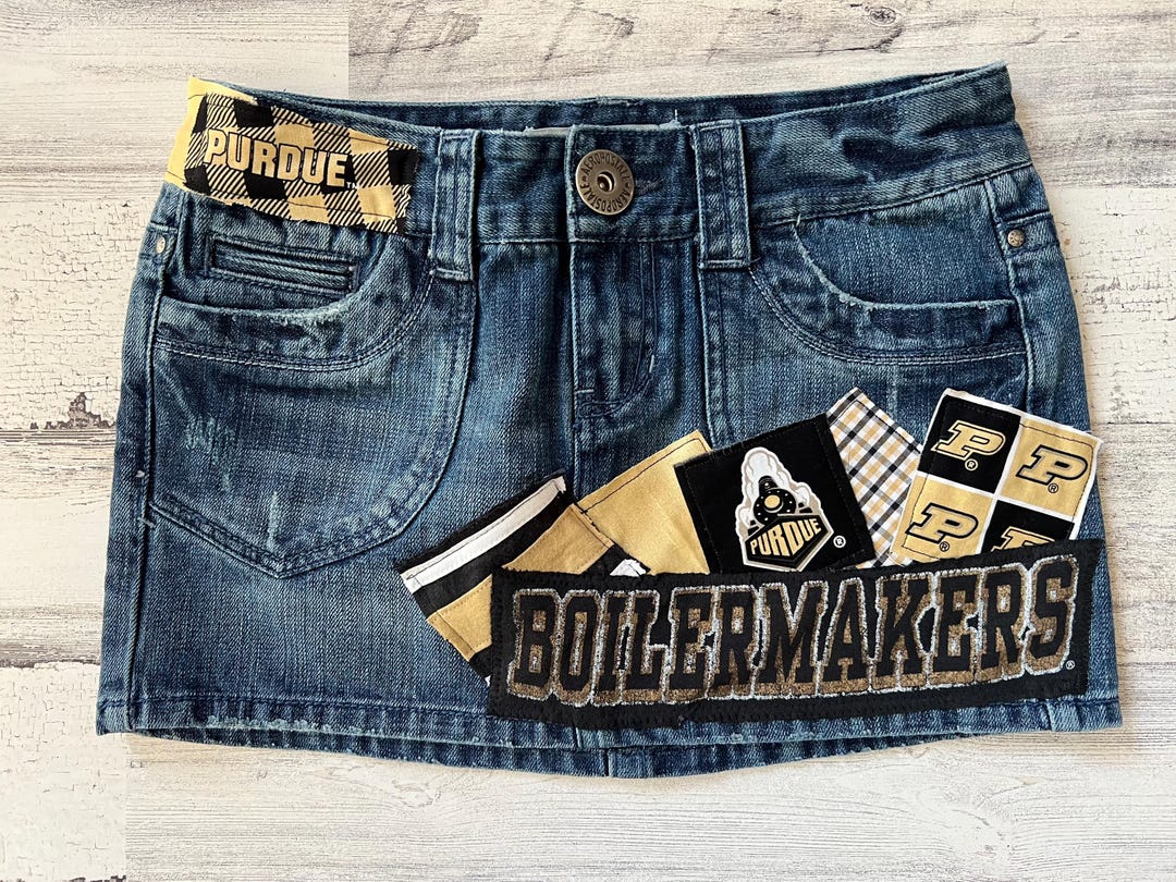 Purdue University Boilermakers Patch Denim Skirt Ladies Size 1/2 1 2 ...