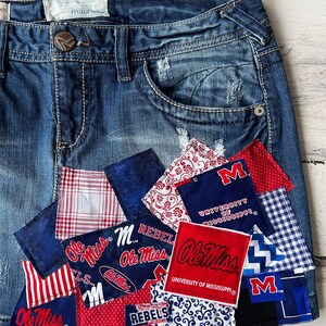Ole Miss University of Mississippi Rebels Custom Patch Denim Skirt ...