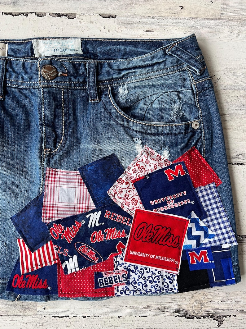 Ole Miss University of Mississippi Rebels Custom Patch Denim Skirt ...