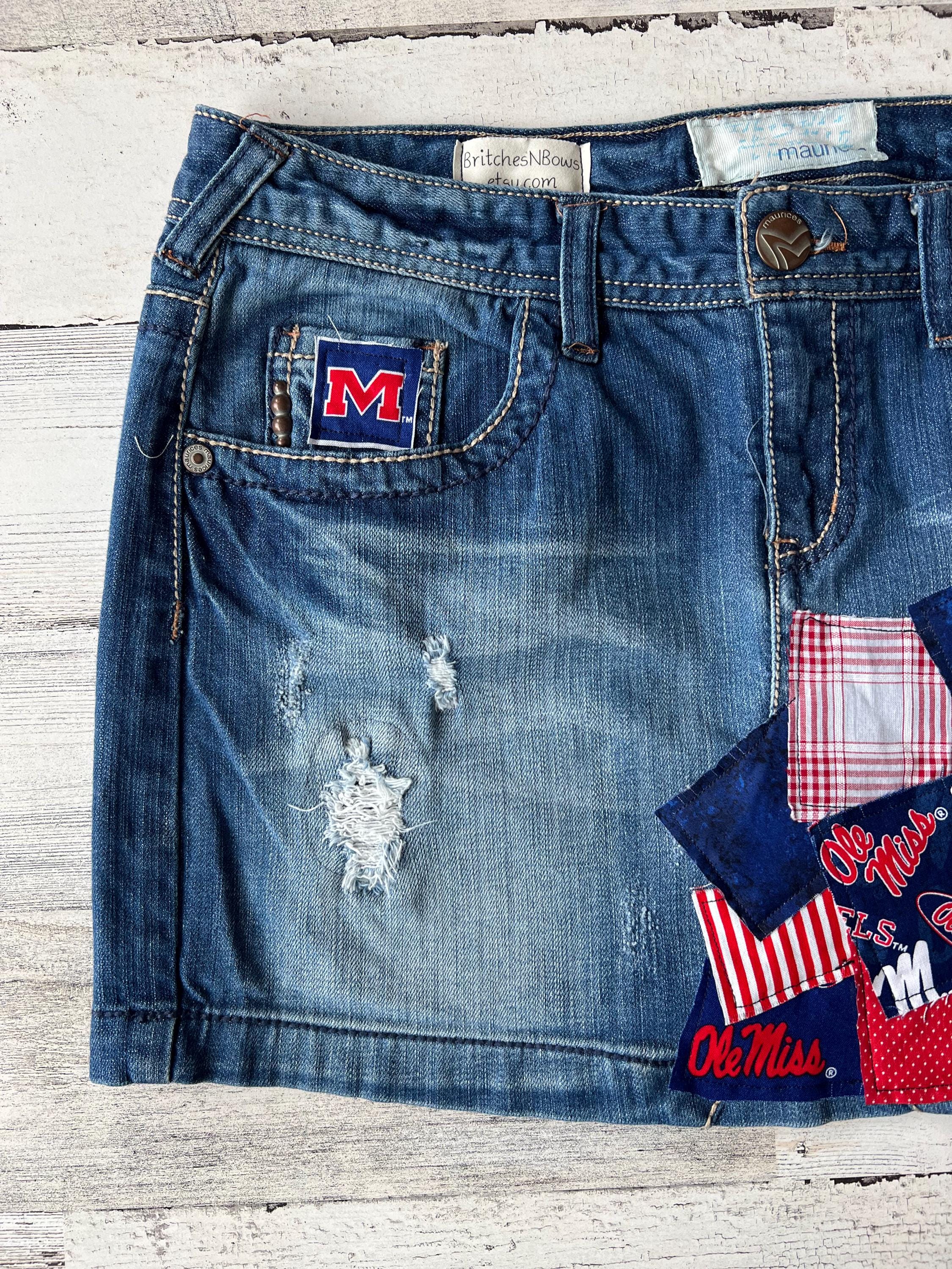 Ole Miss University of Mississippi Rebels Custom Patch Denim Skirt ...