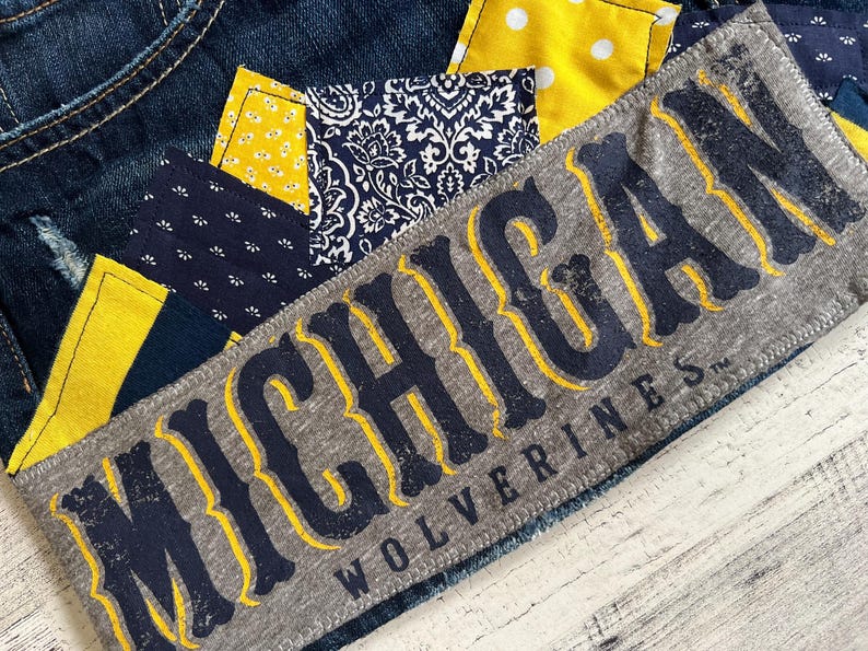 University of Michigan U of M Patch Denim Skirt Ladies Size 14 Rush ...