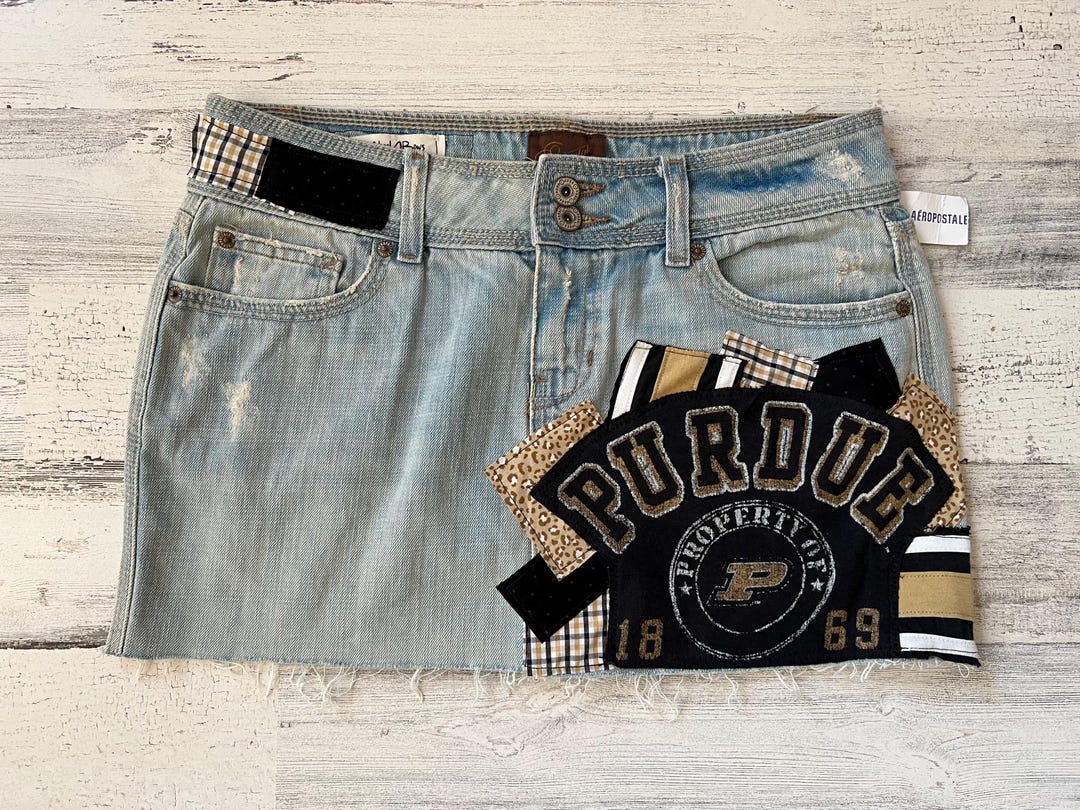 Purdue University Boilermakers Patch Denim Skirt Ladies Size 7/8 7 8 ...