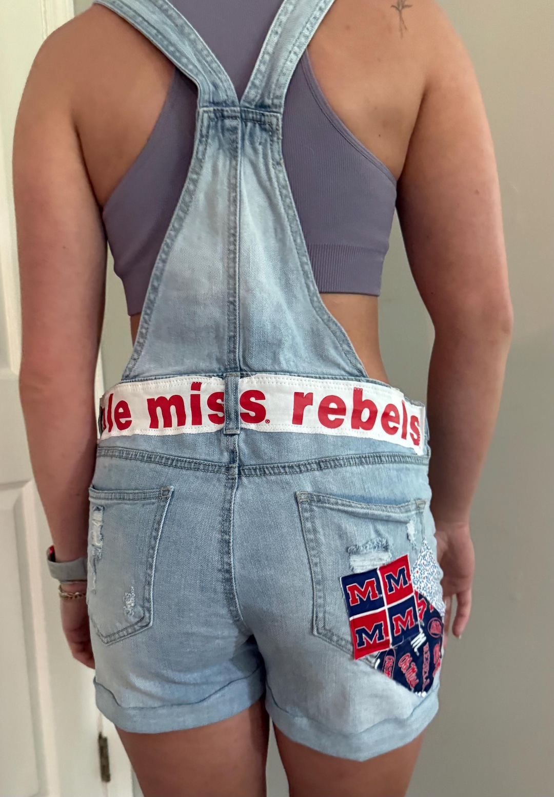 Ole Miss University of Mississippi Rebels Patch Denim Short Oalls ...