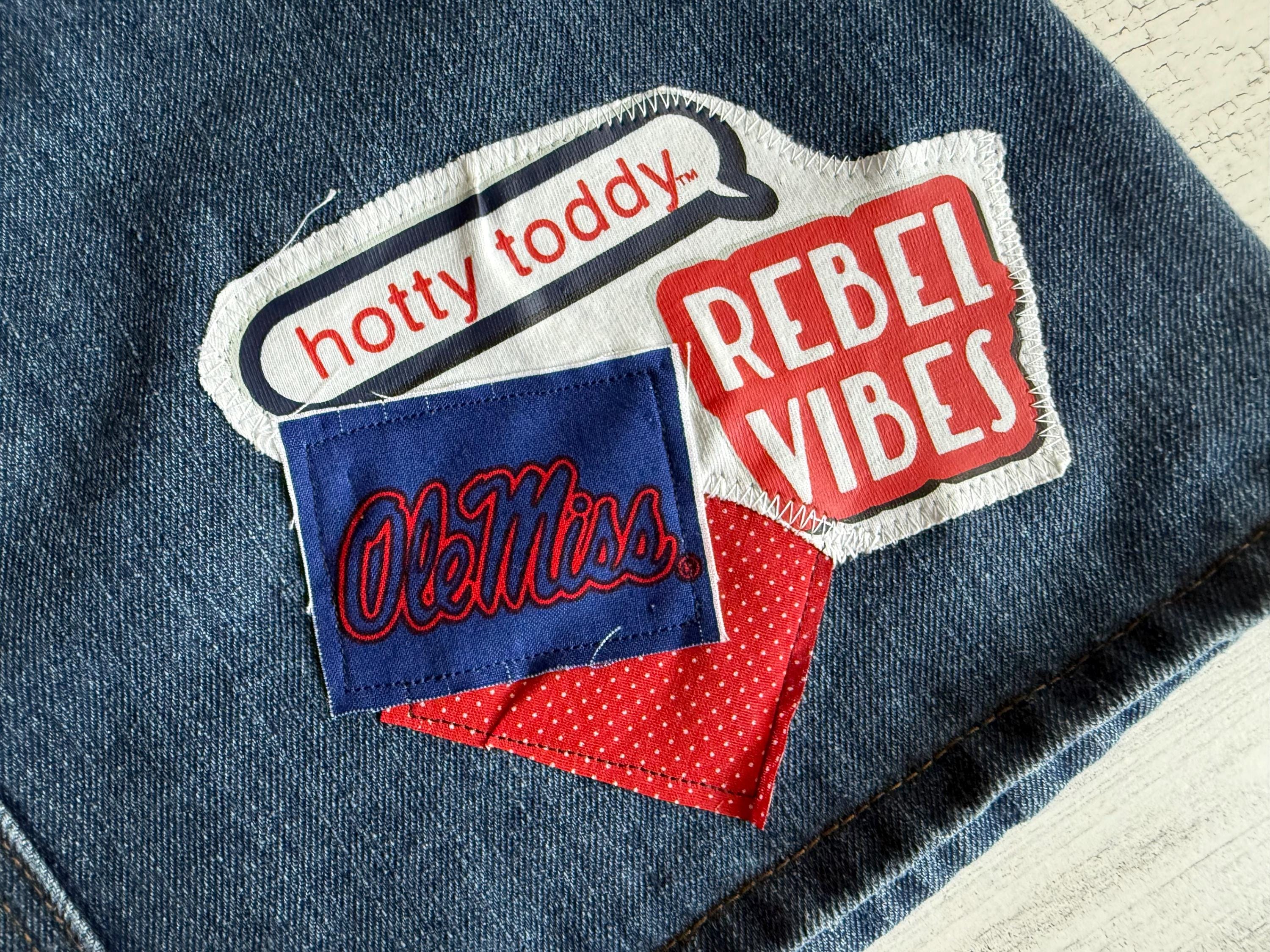 Ole Miss University of Mississippi Rebels Patch Denim Skirt Ladies Size ...