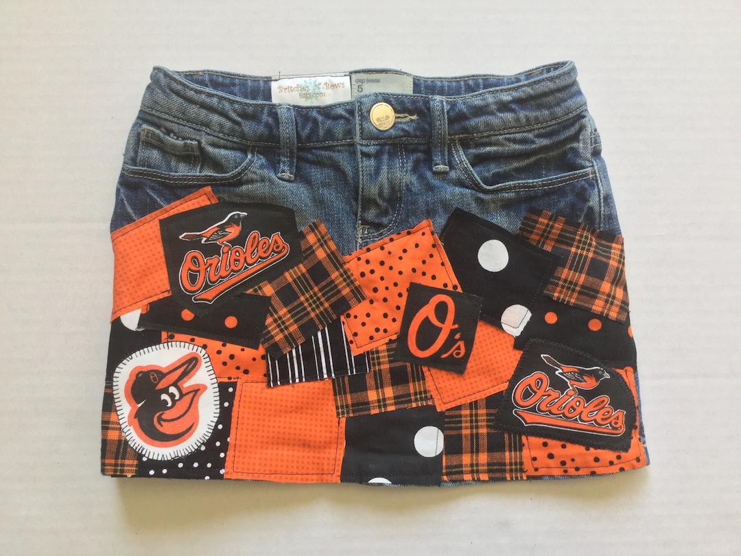 Custom Professional Baseball Team Ladies Women Denim Patch Skirt Sz 0 2 ...