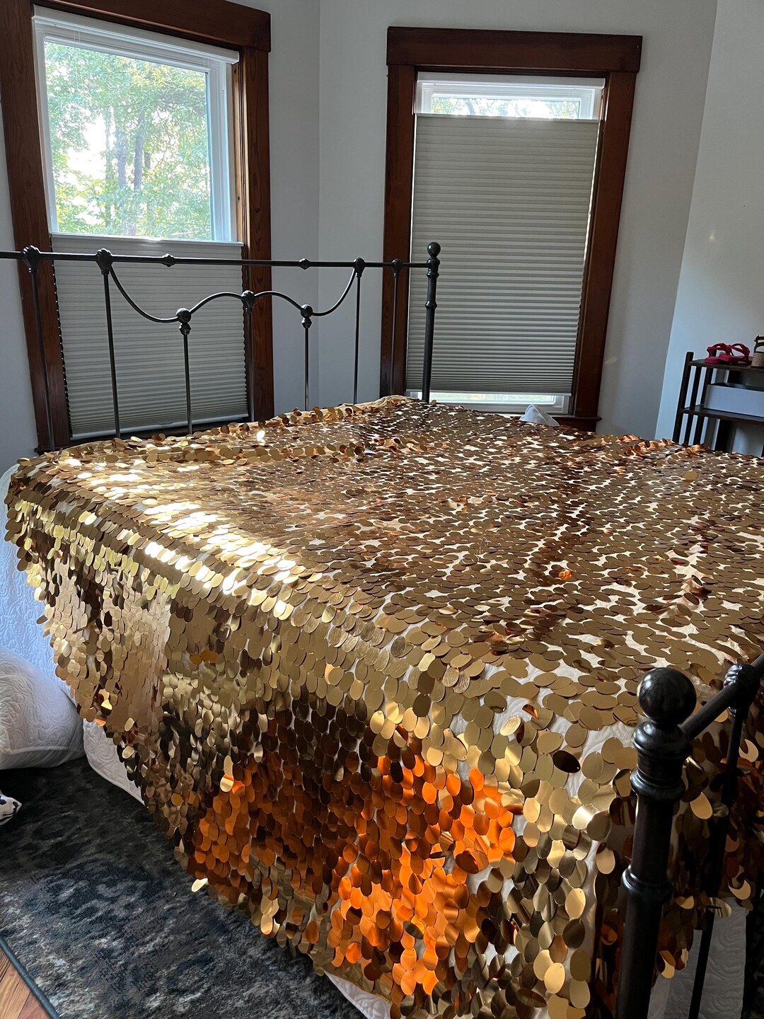 Vintage Seamless Gold Coin Spangled Fabric. Approximately 108X96 - Etsy