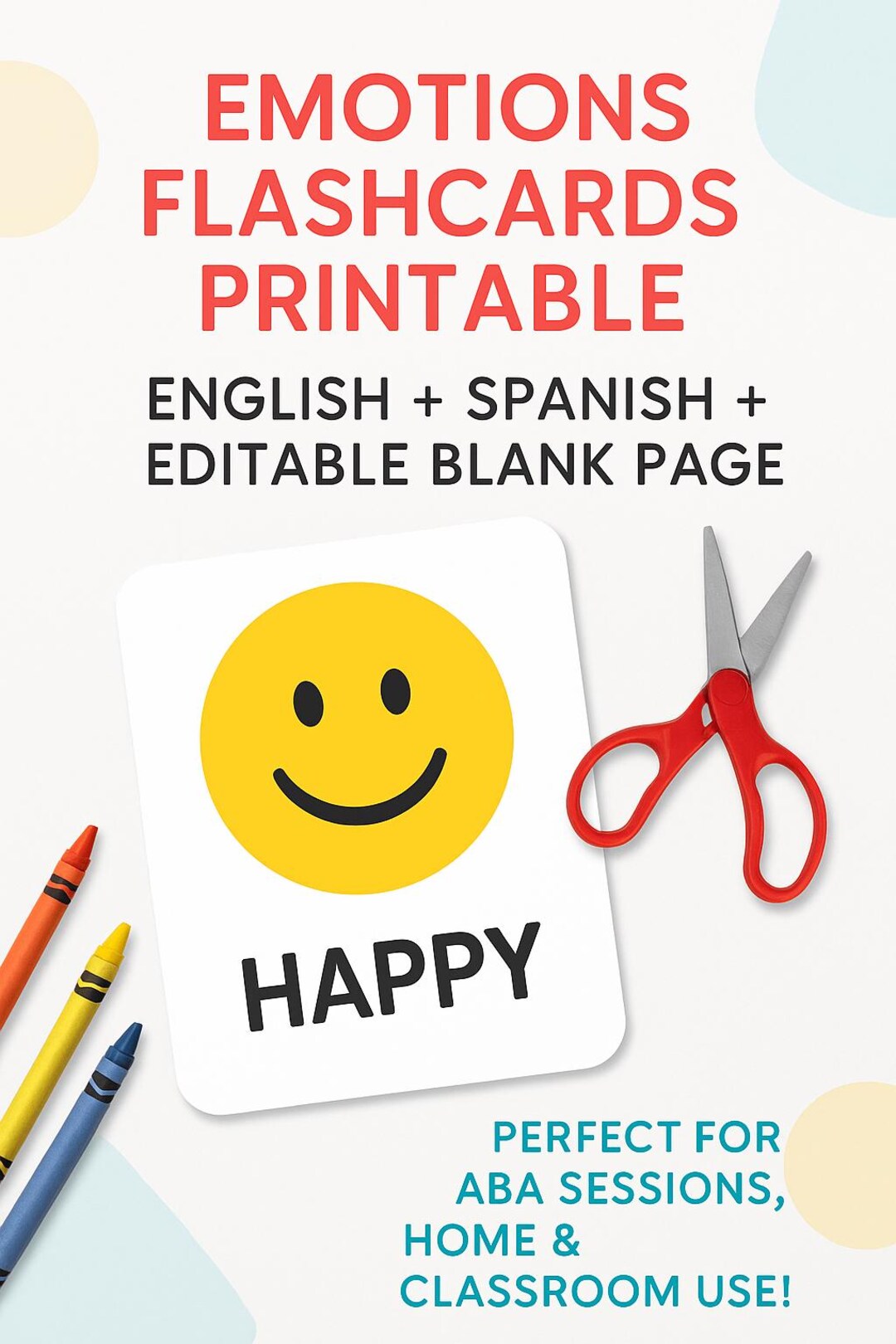 Emotion Flashcards Printable – Editable PDF – English & Spanish – ABA ...