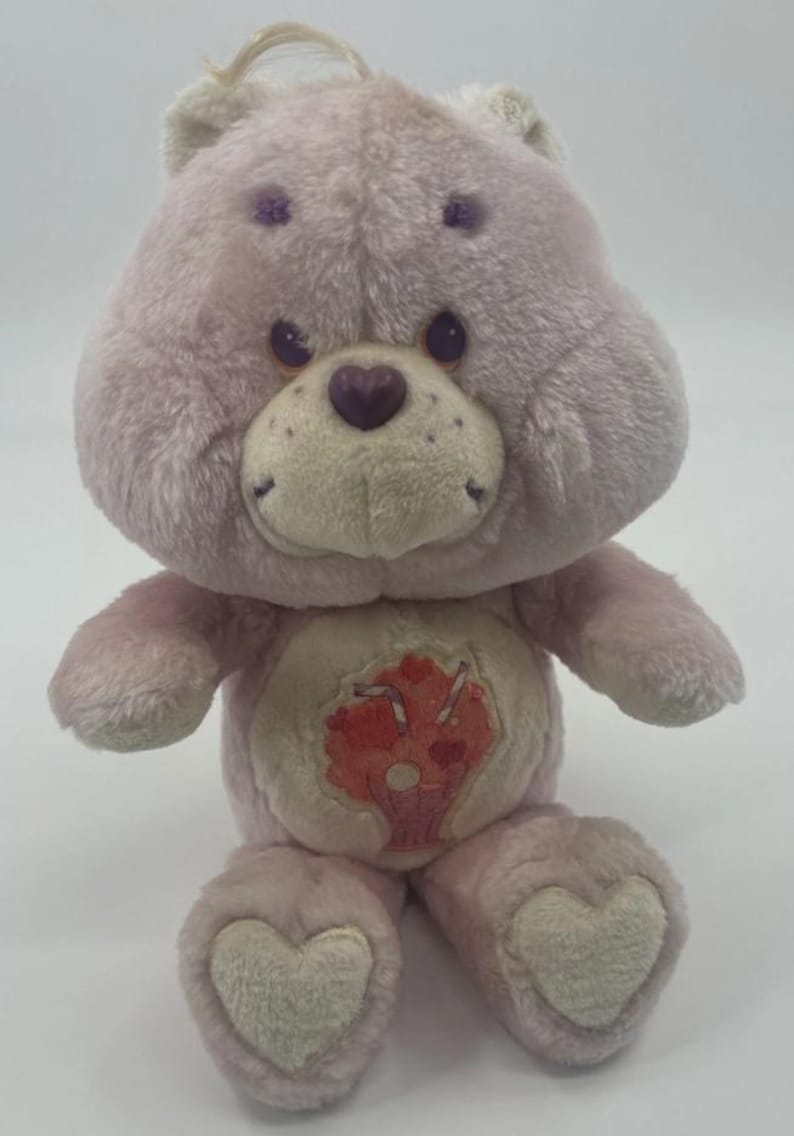 Vintage Care Bears Share Bear Plush Purple Milkshake Belly Lovey Doll ...