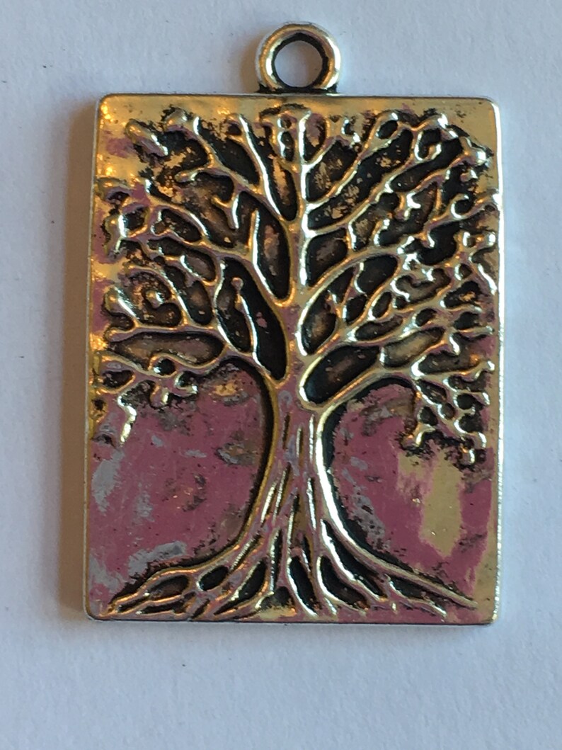Four pewter rectangle tree of life pendents | Etsy
