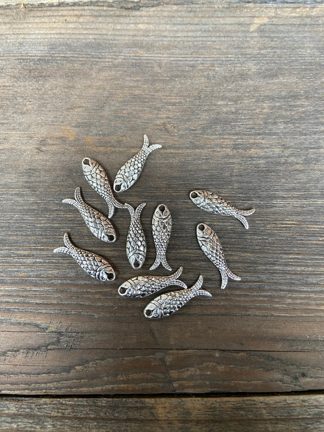 10 Pewter Fish Charms - Etsy