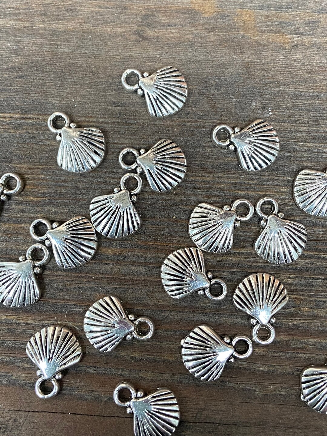 20 Pewter Tiny Shell Charms - Etsy