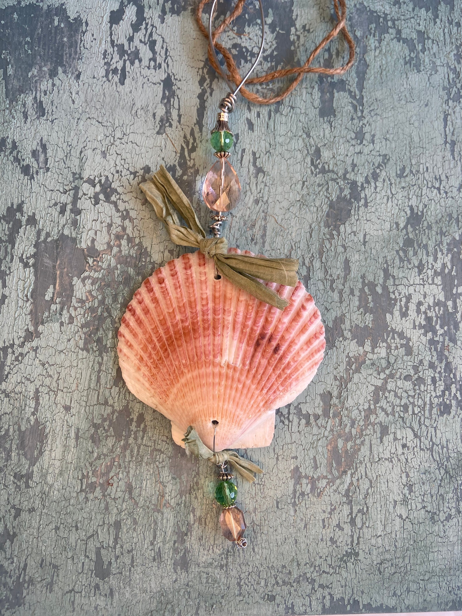 Seashell and Glass Crystal Sun Catcher/seashell Mixed Media - Etsy
