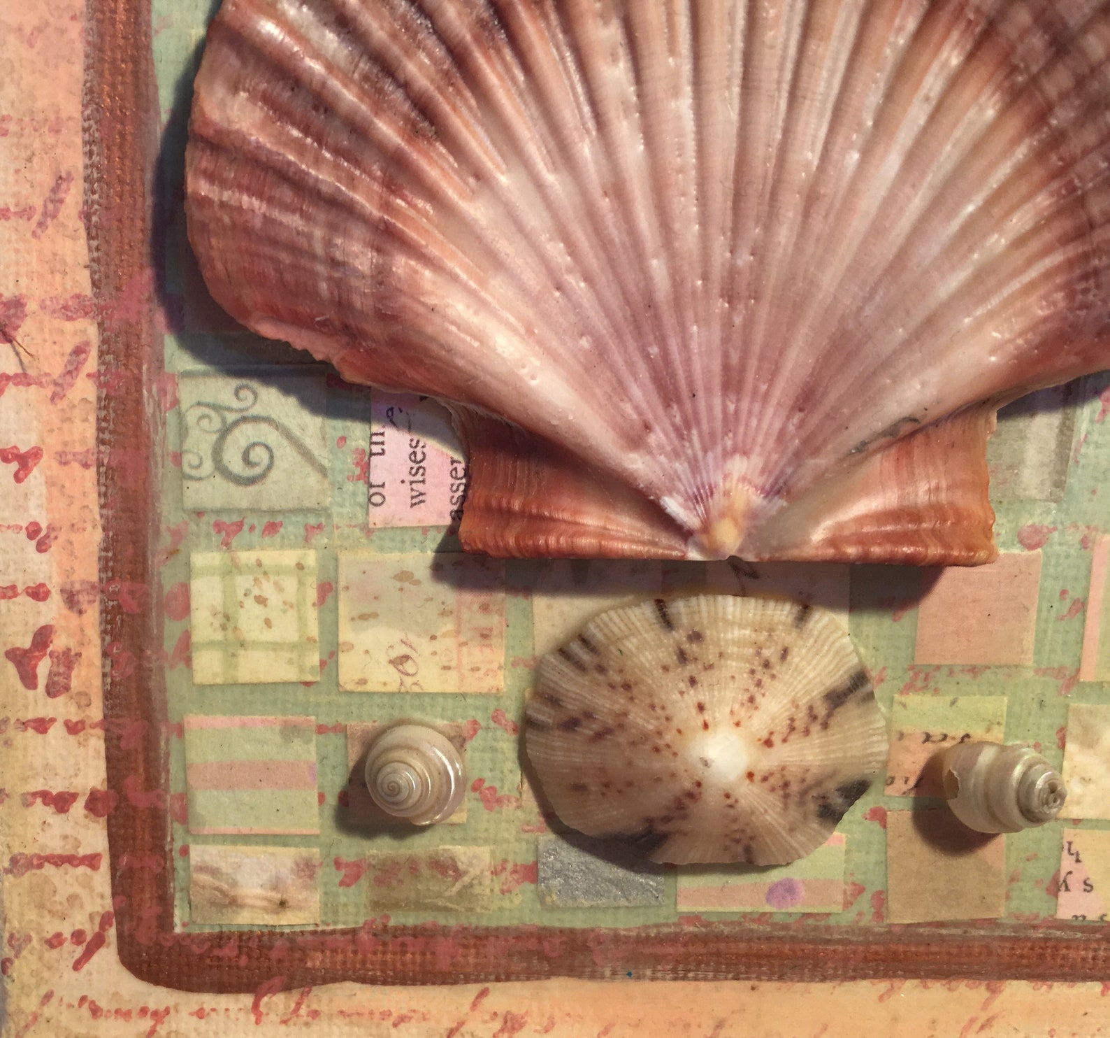 Mixed Media Art With Real Seashells-encaustic and Acrylic | Etsy