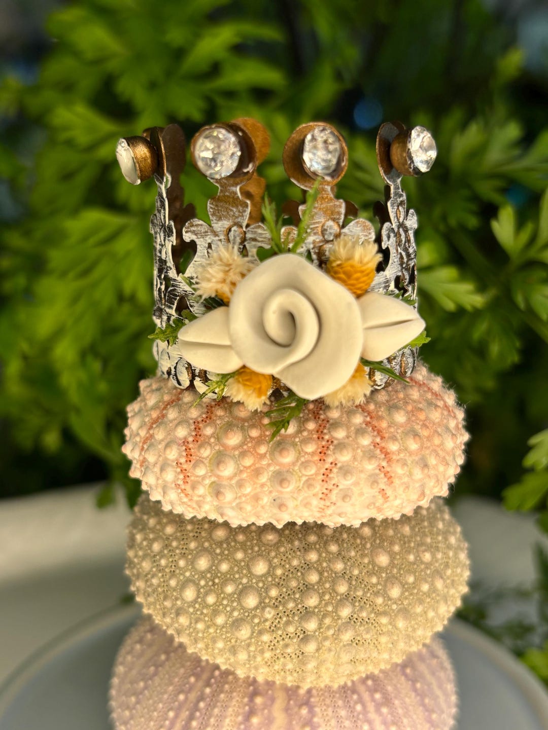Tiny Crown With Handmade Polymer Clay Roses and Dried Flower ...
