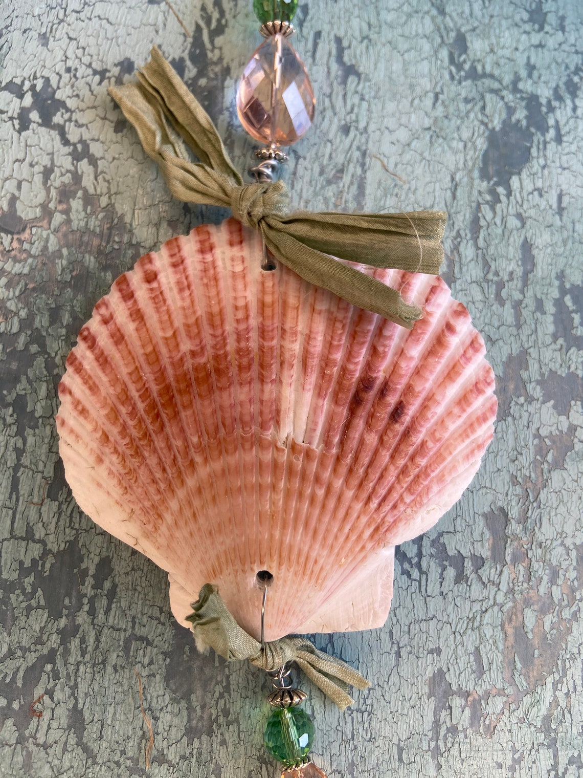 Seashell And Glass Crystal Sun Catcher/Seashell Mixed Media | Etsy