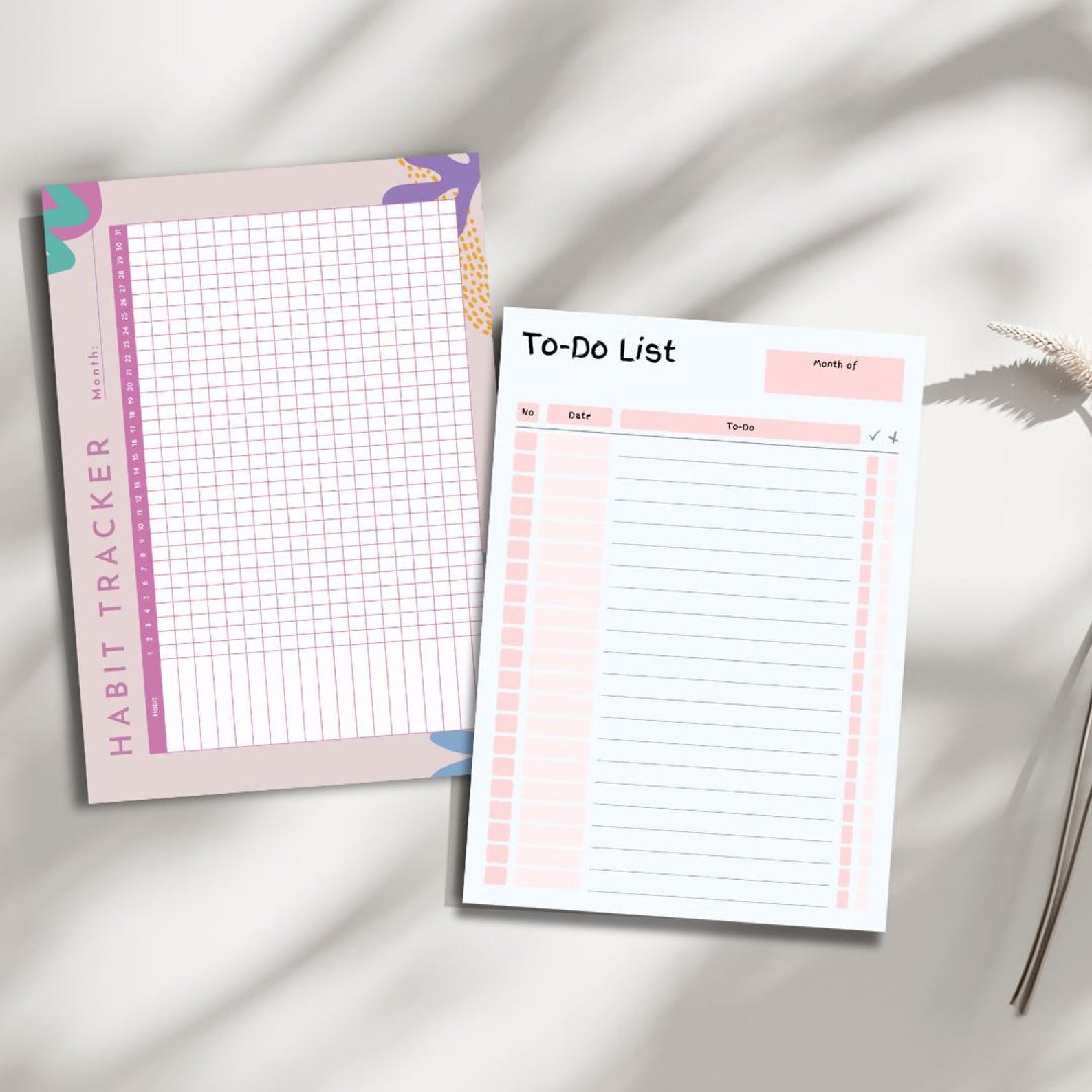 Habit Tracker & To-do List Bundle | Productivity Planner PDF + PNG ...
