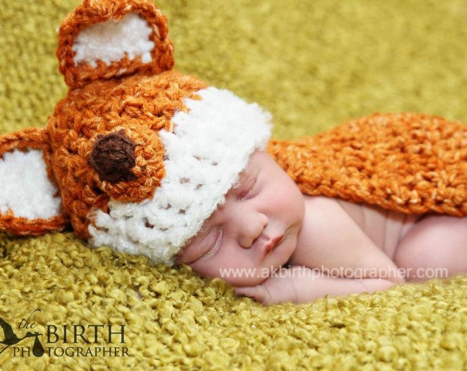Crocheted Baby Fox Hat Newborn Photography Prop Animal Style - Etsy