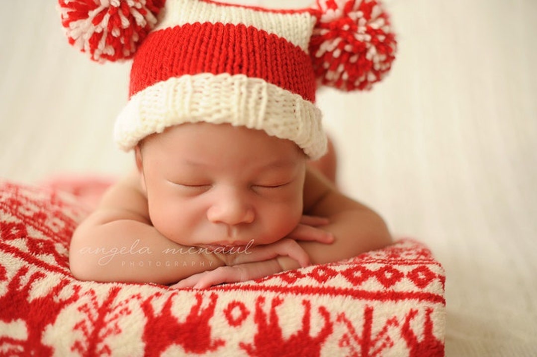 Newborn Hat Baby, Red and White Baby Hat, Newborn Photography Prop ...