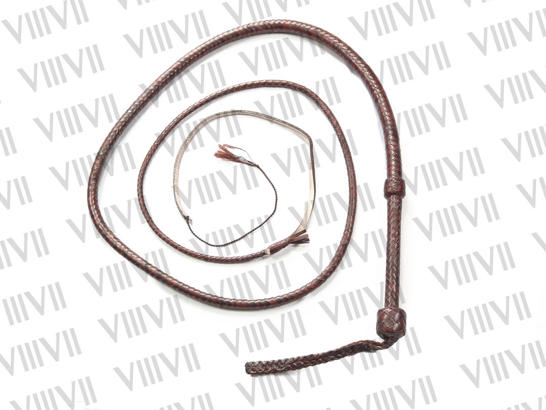 8ft Kangaroo Leather Bullwhip Natural Tan & Brown, 12/16 Plait ...
