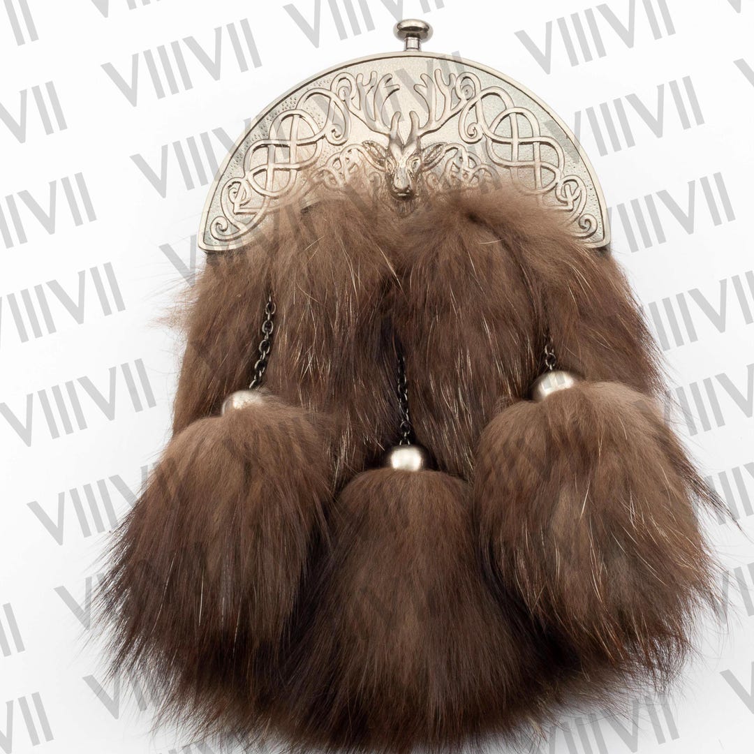Brown Fox Fur Sporran: Stag Horn Cantle Highland Dress Gift for DAD ...