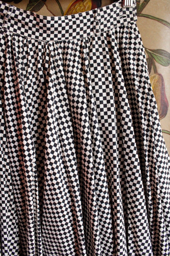 1950s Skirt // Checker Full Sweep Circle Skirt // Vintage 50s | Etsy