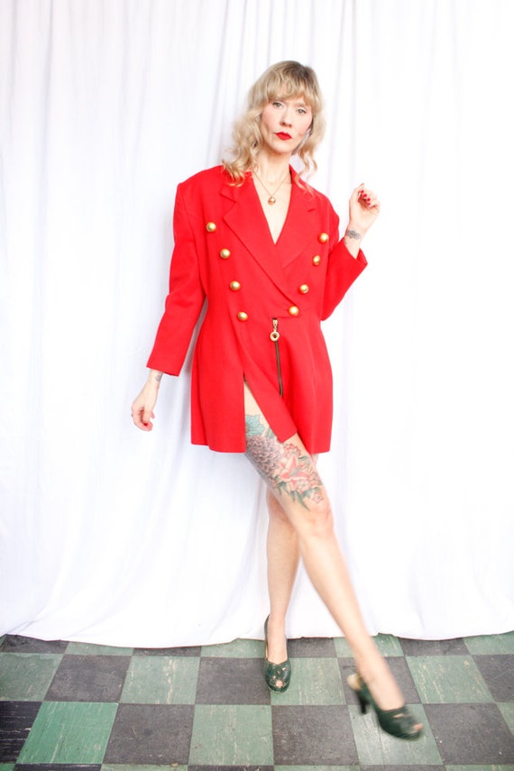 1990s Mon-Liz Paris Bright Red Power Suit - Medium - Gem