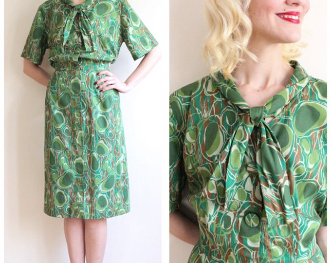 1950s Dress // Mod Abstract Print Sheath Dress // Vintage 50s Dress - Etsy