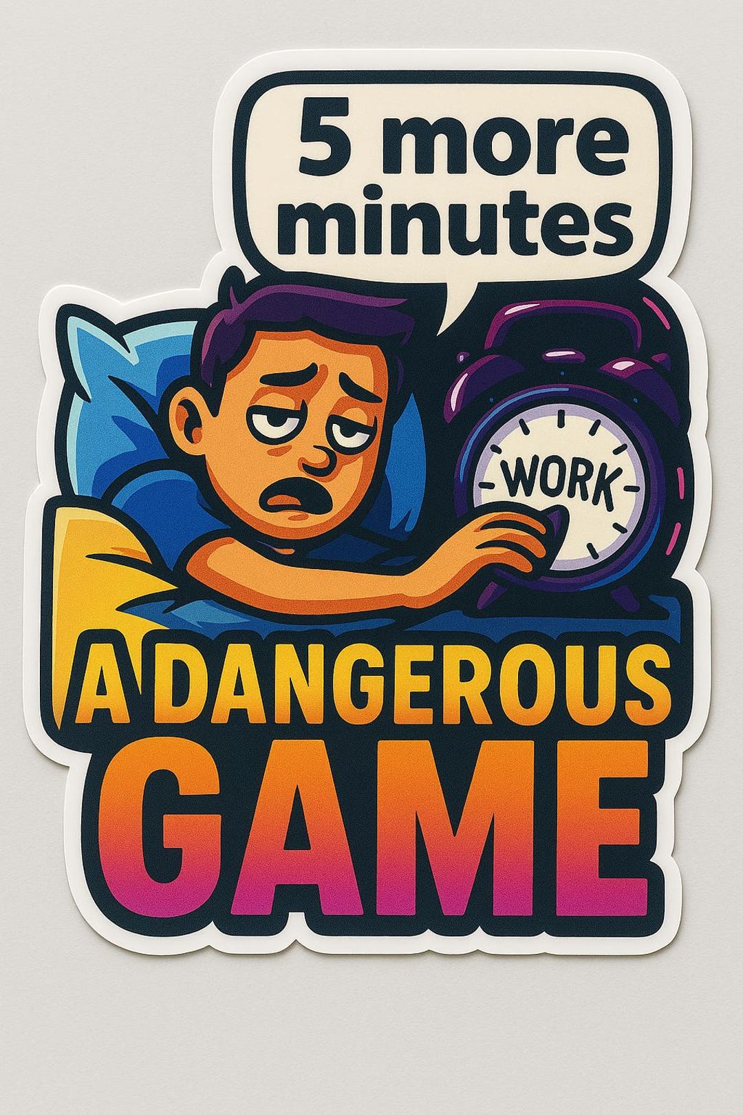 Funny “5 More Minutes” Meme Sticker | Relatable Sleep Humor PNG ...