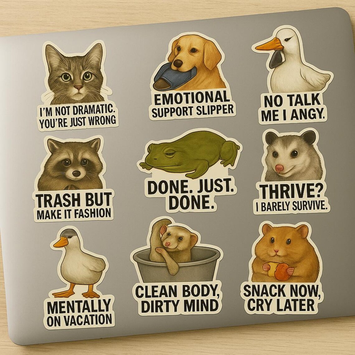 Funny Animal Meme Sticker Pack – Sarcastic Quotes PNG for Goodnotes ...