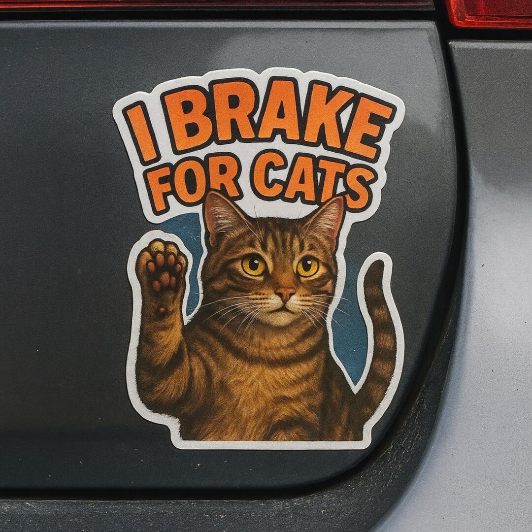 Funny Cat Car Stickers Bundle – Cute Cat Lover Bumper Decals, Digital ...