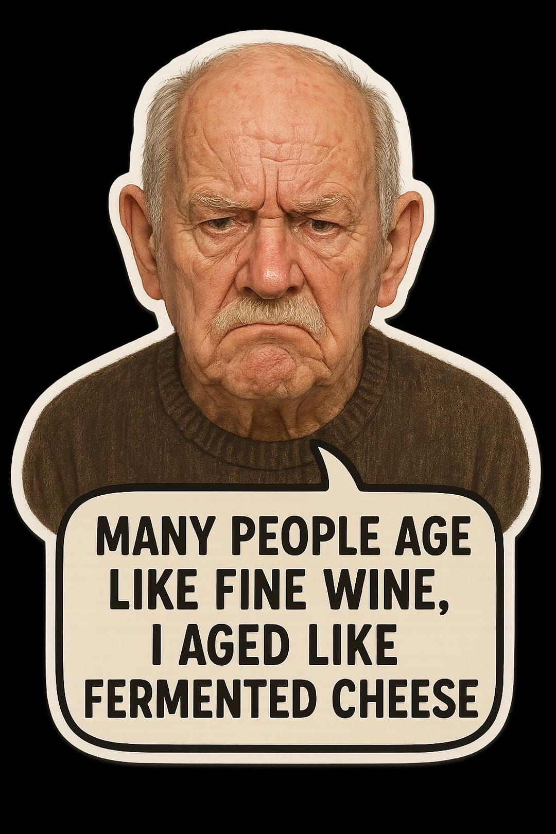 Grumpy Old Man Digital Sticker – “aged Like Fermented Cheese” Funny ...