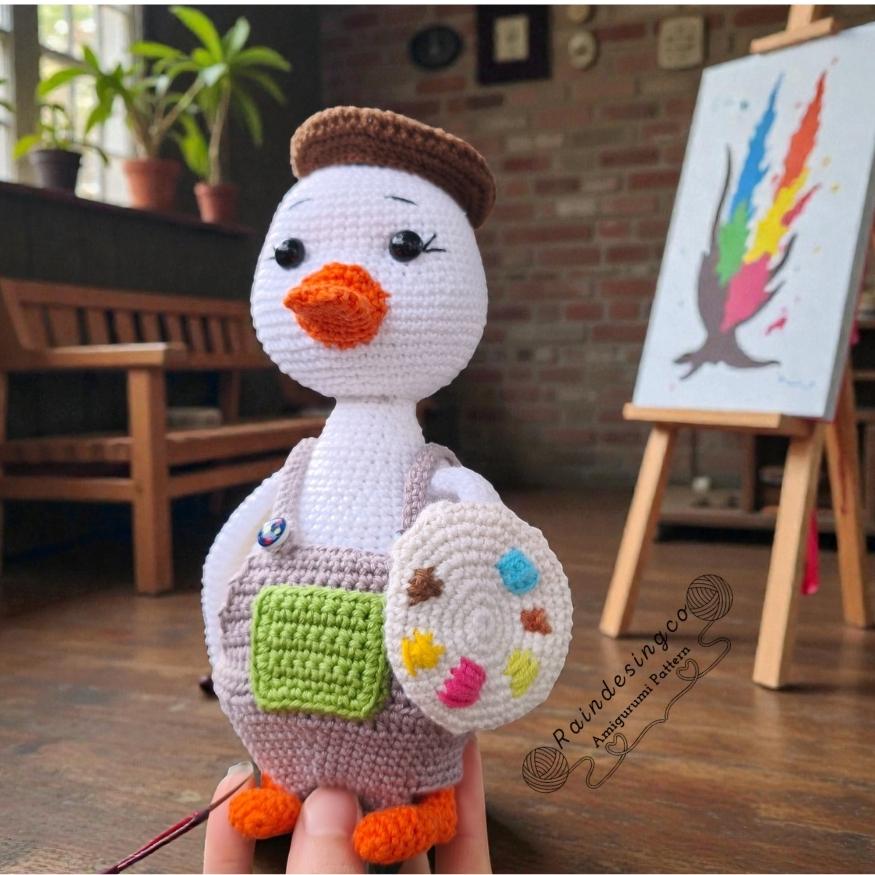 Painter Duck Amigurumi Crochet Pattern – Artist Plush Toy (PDF Pattern ...