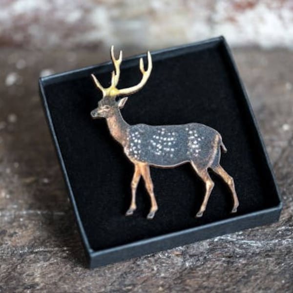 Deer Brooch - Etsy