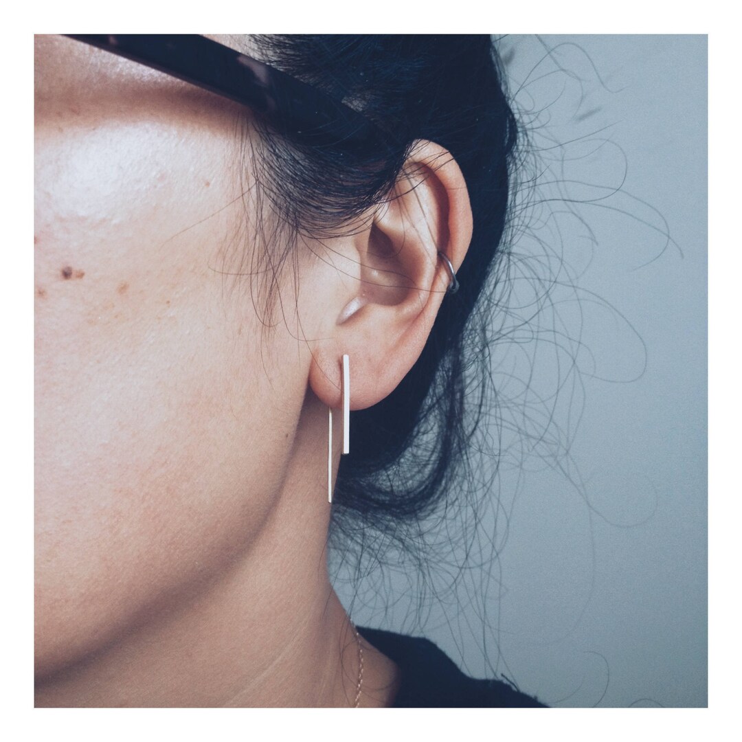 THE LINE SET: the 'long Line' Ear Threader 'short Line' Stud Earring ...